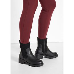 bonprix Boots mit Cord-Einsatz, schwarz, Cord,Vegan