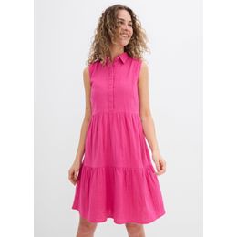 bonprix Tunika-Kleid aus luftigem Musselin, pink, mit Baumwolle