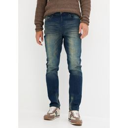 bonprix Leichte Slim Fit Stretch-Jeans Straight, blau, mit Baumwolle