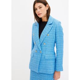 bonprix zweireihiger Boucl&eacute;-Blazer, blau