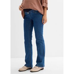 bonprix Umstandsjeans mit Bio-Baumwolle leicht ausgestelltes Bein, blau, mit Baumwolle