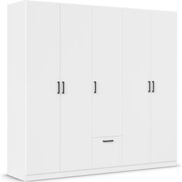 Dreht&uuml;renschrank Rauch "Kleiderschrank Schrank Garderobe W&auml;scheschrank BARI", wei&szlig; (alpinwei&szlig;), B:225cm H:210cm T:54cm, Holzwerkstoff, Schr&auml;nke, Dreht&uuml;renschrank, mit Schubasten mittig, moderner Griff in Graumetallic MADE IN GERMANY