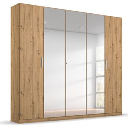 Dreht&uuml;renschrank Rauch "Kleiderschrank Schrank Garderobe Ankleide KOLUNA mit Dekor-Front", braun (eiche artisan), B:226cm H:210cm T:54cm, Holzwerkstoff, Schr&auml;nke, Dreht&uuml;renschrank, mit Spiegel, inkl. 2 Innenschubladen sowie extra B&ouml;den