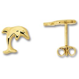 Paar Ohrh&auml;nger ONE ELEMENT "Delfin Ohrringe Ohrstecker aus 333 Gelbgold", gold, Ohrringe, Jungen, Kinder, Gelbgold 333 Gold, Gelbgold 333, Gold, Zartes Emblem &ndash; unaufdringlich und dennoch ausdrucksstark