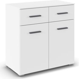 Kommode Rauch, B:80cm H:81cm T:42cmalpinwei&szlig;, Holzwerkstoff, Schlafzimmer, Sideboards, "Gamma", mit zwei T&uuml;ren und zwei ger&auml;umigen Schubladen MADE IN
