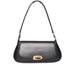 Schultertasche Calvin Klein "HARDWARE FLAP SHOULDER BAG", Damen, Gr. B/H/T: 32cm x 16cm x 5cm, schwarz, Lederimitat, unifarben, Taschen Schultertasche, Damen Handtasche, Tragetasche mit eingraviertem Logo