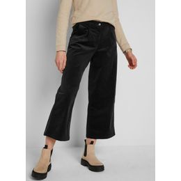 Cordhose bonprix "Weite Stretchcord-Culotte mit High-Waist-Bequembund, 7/8-L&auml;nge", Damen, Gr. 44, N-Gr, schwarz, Obermaterial: 98% Baumwolle, 2% Elasthan, loose fit, Hosen Cordhose, Weite Stretchcord-Culotte mit High-Waist-Bequembund, 7/8-L&auml;nge