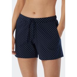 Shorts Schiesser "Mix + Relax", Damen, Gr. 42, N-Gr, blau (dunkelblau, gem.), Single Jersey, Obermaterial: 95% Baumwolle, 5% Elasthan, bequem kurz, Hosen Shorts, seitliche Taschen, Single Jersey, bequem, lockerer Schnitt