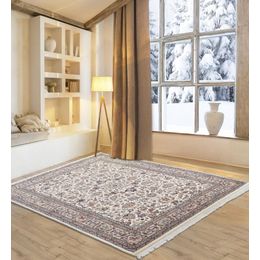 Orientteppich OTTO HOME "BI Oriental", braun (cream braun), B:60cm H:12mm L:90cm, Schurwolle, Teppiche, reine Wolle, handgekn&uuml;pft, orientalisches Design, mit Fransen