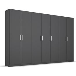 Dreht&uuml;renschrank Rauch "Kleiderschrank Schrank Garderobe KOLUNA mit Dekor-Front", grau (graumetallic), B:315cm H:210cm T:54cm, Holzwerkstoff, Schr&auml;nke, Dreht&uuml;renschrank, inkl. 2 Innenschubladen sowie extra Einlegeb&ouml;den MADE IN GERMANY