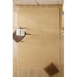 Teppich Wecon Home "Castello THREE", sand beige, B:200cm H:7mm L:300cm, Schurwolle, Teppiche, Teppich, Schurwolle, Kurzflor mit Hoch-Tief-Effekt, Wohnzimmer, Rautenmuster