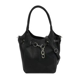 Schultertasche Harpa "Regina", Damen, Gr. B/H/T: 15cm x 30cm x 36cm, schwarz, Kunstfaser, unifarben, Taschen Schultertasche, in Trapezform mit unterteiltem Hauptfach