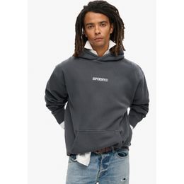 Kapuzensweatshirt Superdry "MICRO LOGO GRAPHIC LOOSE HOOD", Herren, Gr. L, schwarz (ebony), angeraute Sweatware, Obermaterial: 80% Baumwolle, 20% Polyester, bedruckt, oversize, Rundhals, Rippb&uuml;ndchen, Sweatshirts