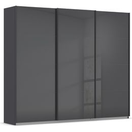 Schwebet&uuml;renschrank OTTO HOME "Kleiderschrank Schrank Garderobe AGORDO mit Glasfront", grau (graumetallic, glas basalt), B:271cm H:229cm T:62cm, Holzwerkstoff, Schr&auml;nke, Schwebet&uuml;renschrank, durchdachte Innenausstattung, in 4 Breiten und 2 H&ouml;hen MADE IN GERMANY
