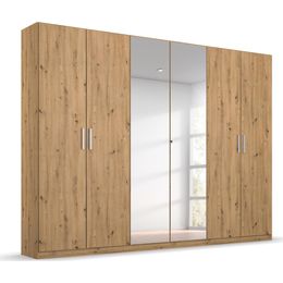 Dreht&uuml;renschrank Rauch "Kleiderschrank Schrank Garderobe Ankleide KOLUNA mit Dekor-Front", braun (eiche artisan), B:271cm H:229cm T:54cm, Holzwerkstoff, Schr&auml;nke, Dreht&uuml;renschrank, mit Spiegel, inkl. 2 Innenschubladen sowie extra B&ouml;den
