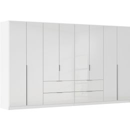 Dreht&uuml;renschrank OTTO HOME "Kleiderschrank Kleiderschr&auml;nke Schrank Garderobe AGORDO mit Glasfront", alpinwei&szlig;, glas kristallwei&szlig;, B:360cm H:229cm T:54cm, Holzwerkstoff, Schr&auml;nke, Dreht&uuml;renschrank, mit Au&szlig;enschubk&auml;sten, in 7 Breiten und 2 H&ouml;hen MADE IN GERMANY