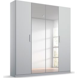 Dreht&uuml;renschrank Rauch "Kleiderschrank Schrank Garderobe Ankleide KOLUNA mit Dekor-Front", grau (seidengrau), B:181cm H:210cm T:54cm, Holzwerkstoff, Schr&auml;nke, Dreht&uuml;renschrank, mit Spiegel, inkl. 2 Innenschubladen sowie extra B&ouml;den