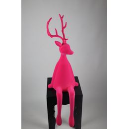 Weihnachtsfigur AM Design "Rentier sitzend mit samtweichem Flock", pink, B:28cm H:93cm T:28cm, Kunststoff, Dekofiguren, Weihnachtsfigur, aus Kunststoff, H&ouml;he 93 cm, in verschiedenen Farben