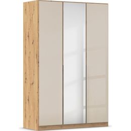Dreht&uuml;renschrank OTTO HOME "Kleiderschrank Kleiderschr&auml;nke Schrank Garderobe AGORDO mit Glasfront", beige (eiche artisan, glas beige (champagner)), B:136cm H:210cm T:54cm, Holzwerkstoff, Schr&auml;nke, Dreht&uuml;renschrank, durchdachte Innenausstattung, in 7 Breiten und 2 H&ouml;hen MADE IN GERMANY