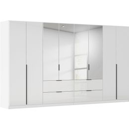 Dreht&uuml;renschrank OTTO HOME "Kleiderschrank Kleiderschr&auml;nke Schrank Garderobe AGORDO mit Glasfront", alpinwei&szlig;, glas kristallwei&szlig;, B:360cm H:210cm T:54cm, Holzwerkstoff, Schr&auml;nke, Dreht&uuml;renschrank, mit Au&szlig;enschubk&auml;sten, in 7 Breiten und 2 H&ouml;hen MADE IN GERMANY