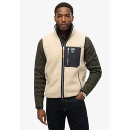 Steppweste Superdry "VINTAGE RETRO FLEECE GILET", Herren, Gr. XXL, wei&szlig; (oatmeal beige), Web, Obermaterial: 100% Polyester, unifarben, relaxed fit taillenbedeckt, Westen Steppweste