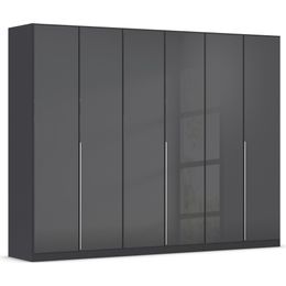 Dreht&uuml;renschrank OTTO HOME "Kleiderschrank Kleiderschr&auml;nke Schrank Garderobe AGORDO mit Glasfront", grau (graumetallic, glas basalt), B:271cm H:210cm T:54cm, Holzwerkstoff, Schr&auml;nke, Dreht&uuml;renschrank, durchdachte Innenausstattung, in 7 Breiten und 2 H&ouml;hen MADE IN GERMANY, Topseller