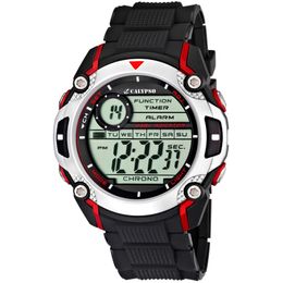 Chronograph Calypso Watches "Digital For Man", schwarz (schwarz, rot), Armbanduhren, Kinder, Chronograph, Armbanduhr, Quarzuhr, Herrenuhr, digital, Datum, Stoppfunktion