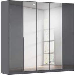 Dreht&uuml;renschrank OTTO HOME "Kleiderschrank Kleiderschr&auml;nke Schrank Garderobe AGORDO mit Glasfront", grau (graumetallic, glas basalt), B:226cm H:210cm T:54cm, Holzwerkstoff, Schr&auml;nke, Dreht&uuml;renschrank, durchdachte Innenausstattung, in 7 Breiten und 2 H&ouml;hen MADE IN GERMANY