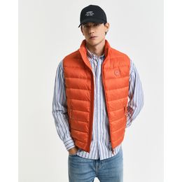 Steppweste Gant "LIGHT DOWN VEST", Herren, Gr. M, orange (deep orange), Web, Obermaterial: 100% Polyester. Futter: 100% Polyester, regular fit h&uuml;ftlang, Westen Steppweste, Stehkragen, leicht, 2-Wege Rei&szlig;verschluss