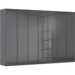 Dreht&uuml;renschrank OTTO HOME "Kleiderschrank Kleiderschr&auml;nke Schrank Garderobe AGORDO mit Glasfront", grau (graumetallic, glas basalt), B:315cm H:229cm T:54cm, Holzwerkstoff, Schr&auml;nke, Dreht&uuml;renschrank, durchdachte Innenausstattung, in 7 Breiten und 2 H&ouml;hen MADE IN GERMANY, Topseller