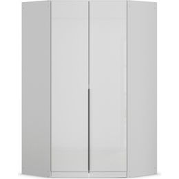 Eckkleiderschrank OTTO HOME "Kleiderschrank Schrank Ankleidezimmer Schlafzimmer Garderobe AGORDO", grau (seidengrau, glas seidengrau), B:117cm H:210cm T:117cm, Holzwerkstoff, Schr&auml;nke, Eckkleiderschrank, mit Glast&uuml;ren, voll ausgestattet mit viel Stauraum MADE IN GERMANY