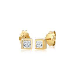 Paar Ohrstecker Elli DIAMONDS "Ohrstecker Quadrat Diamant (0.2 ct) 585 Gelbgold", gold, wei&szlig;, Ohrringe, Damen, onesize, 0,2 P1 = bei 10-facher Vergr&ouml;&szlig;erung erkennbare Einschl&uuml;sse mit Diamanten, Gelbgold 585