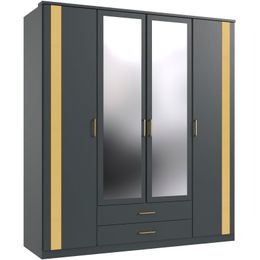 Dreht&uuml;renschrank wimex "Agadir, wahlweise in verschiedenen Breiten und Farben erh&auml;ltlich", grafit, absetzung gold matt, B:180cm H:199cm T:58cm, Spanplatte, Schr&auml;nke, Dreht&uuml;renschrank, goldfarbene Aufleistungen und Griffe
