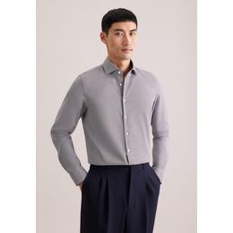 Businesshemd Seidensticker "Schwarze Rose", Herren, Gr. M (39), normale &Auml;rmell&auml;ngen, grau (braun), 100% Baumwolle, Strukturmuster, gemustert, slim fit, 2-Knopf-Manschette, Hemden, Slim 1/1 Kentkragen Struktur