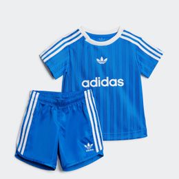 Trainingsanzug adidas originals "FOOTBALL SET", M&auml;dchen, Gr. 62, blau, Obermaterial: 100% Polyester, Sportanz&uuml;ge Trainingsanzug, zweiteiliges Set, aus Polyester
