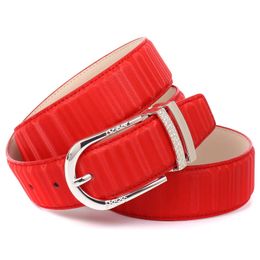 Lederg&uuml;rtel Anthoni Crown, Damen, Gr. 75, rot, Rindsleder, unifarben, G&uuml;rtel Lederg&uuml;rtel, mit filigraner silberfarbener Dornschlie&szlig;e