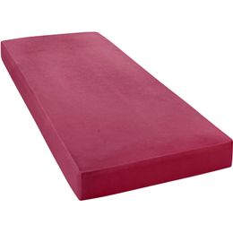 Spannbettlaken Janine "MAKO-FEINJERSEY 5007", rot (dunkelrot), L:200cm, Mako-Jersey, Obermaterial: 100% Baumwolle, Bettlaken, Spannbettlaken, aus 100% Baumwolle, f&uuml;r Matratzen bis 26 cm H&ouml;he