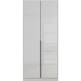 Dreht&uuml;renschrank OTTO HOME "Kleiderschrank Kleiderschr&auml;nke Schrank Garderobe AGORDO mit Glasfront", grau (seidengrau, glas seidengrau), B:91cm H:210cm T:54cm, Holzwerkstoff, Schr&auml;nke, Dreht&uuml;renschrank, durchdachte Innenausstattung, in 7 Breiten und 2 H&ouml;hen MADE IN GERMANY, Topseller