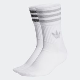 Sportsocken adidas originals "MIDCUT GLITTER CREW SOCKEN, 2 PAAR", Damen, Gr. M (40/42), wei&szlig; (wei&szlig;, grau two, schwarz), Obermaterial: 65% Baumwolle, 31% Polyester, 3% Elasthan, 1% sonstige Fasern, Glitzermuster, Socken Sportsocken, f&uuml;r Erwachsene, wadenlang, aus Baumwolle, Polyester und Elasthan