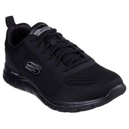 Schn&uuml;rschuh Skechers "TRACK-LESHUR", Damen, Gr. 40, schwarz (schwarz, schwarz), Lederimitat, Textil, Schuhe Schn&uuml;rschuh, Freizeitschuh, Trainingsschuh im Materialmix
