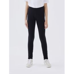 Leggings name it "NKFDAVINA SOLID SWE LEGGING", M&auml;dchen, Gr. 98, N-Gr, schwarz, Sweatware, Obermaterial: 95% Baumwolle, 5% Elasthan, unifarben, eng lang, Hosen Leggings