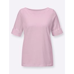 Kurzarmshirt Classic Basics "Shirt", Damen, Gr. 42, rosa (ros&eacute;), 100% Baumwolle, unifarben, U-Boot-Ausschnitt, Shirts