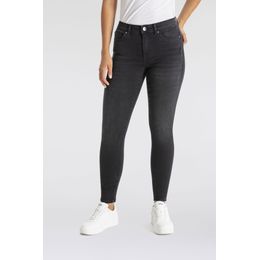 Skinny-fit-Jeans Only "ONLWOW &ndash; Skinny-Jeans mit Stretch f&uuml;r schlanke Silhouette", Damen, Gr. M (38), L&auml;nge 32, schwarz (washed schwarz), Denim/Jeans, Obermaterial: 64% Baumwolle, 31% Polyester, 3% Viskose, 2% Elasthan, unifarben, skinny fit lang, Jeans, Denim, skinny fit, destroyed Effekte