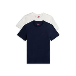 Tommy Jeans Damen Rundhalsshirt "TJM XSLIM 2PACK JERSEY TEE EXT"ecru, schwarz night navy, Gr. L, Single Jersey, Obermaterial: 100% Baumwolle, Shirts,