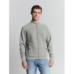 Sweater NO EXCESS "NO EXCESS Jacquard sweatshirt mit Vollrei&szlig;verschluss", Herren, Gr. XL, grau (grau melange), 64% Polyester, 35% Baumwolle, 1% Elasthan, Sweatshirts Sweater