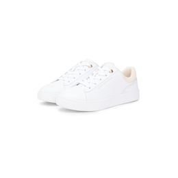 Tommy Hilfiger Damen Plateausneaker "CASUAL CUPSOLE SNEAKER", Gr. 41wei&szlig;, creme, Leder, Schuhe, Freizeitschuh, Halbschuh, Schn&uuml;rschuh, Kontrastbesatz