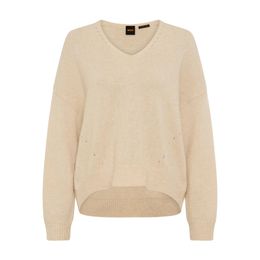 BOSS Orange Damen Strickpullover "Fondyssa Premium Damenmode"open beige 284, Gr. L, Strick, Obermaterial: 44% Polyamid, 34% Alpaka, 22% Wolle,