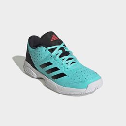 Hallenschuh adidas Performance "COURT STABIL", M&auml;dchen, Gr. 36, flash aqua, core schwarz, cloud wei&szlig;, Synthetik, Textil, Schuhe Hallenschuh, geeignet f&uuml;r jeden Hallensport