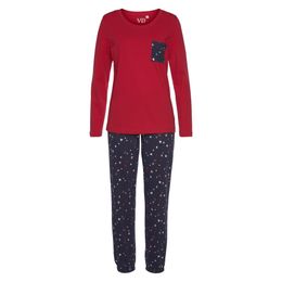 Vivance Pyjama 'Dreams' Damen Gr&ouml;&szlig;e XXL dunkelblau / rosa / rot / wei&szlig; Winterkleid