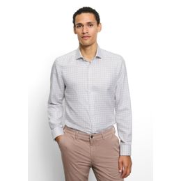Langarmhemd OLYMP "Level Five", Herren, Gr. 40, N-Gr, wei&szlig; (braun), Web, Obermaterial: 100% Baumwolle, kariert, normal, 2-Knopf-Manschette, Hemden, Businesshemd, body fit, Royal Kentkragen, Karomuster